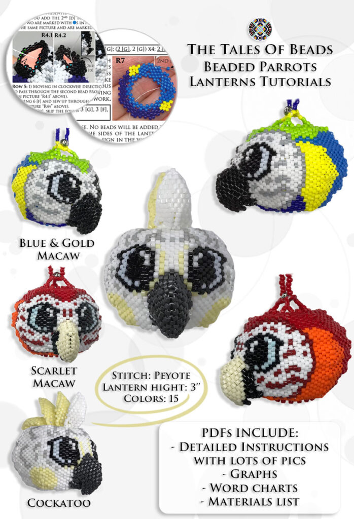 Parrots Beading Tutorial - Cockatoo and Macaws - Beaded Birds Patterns