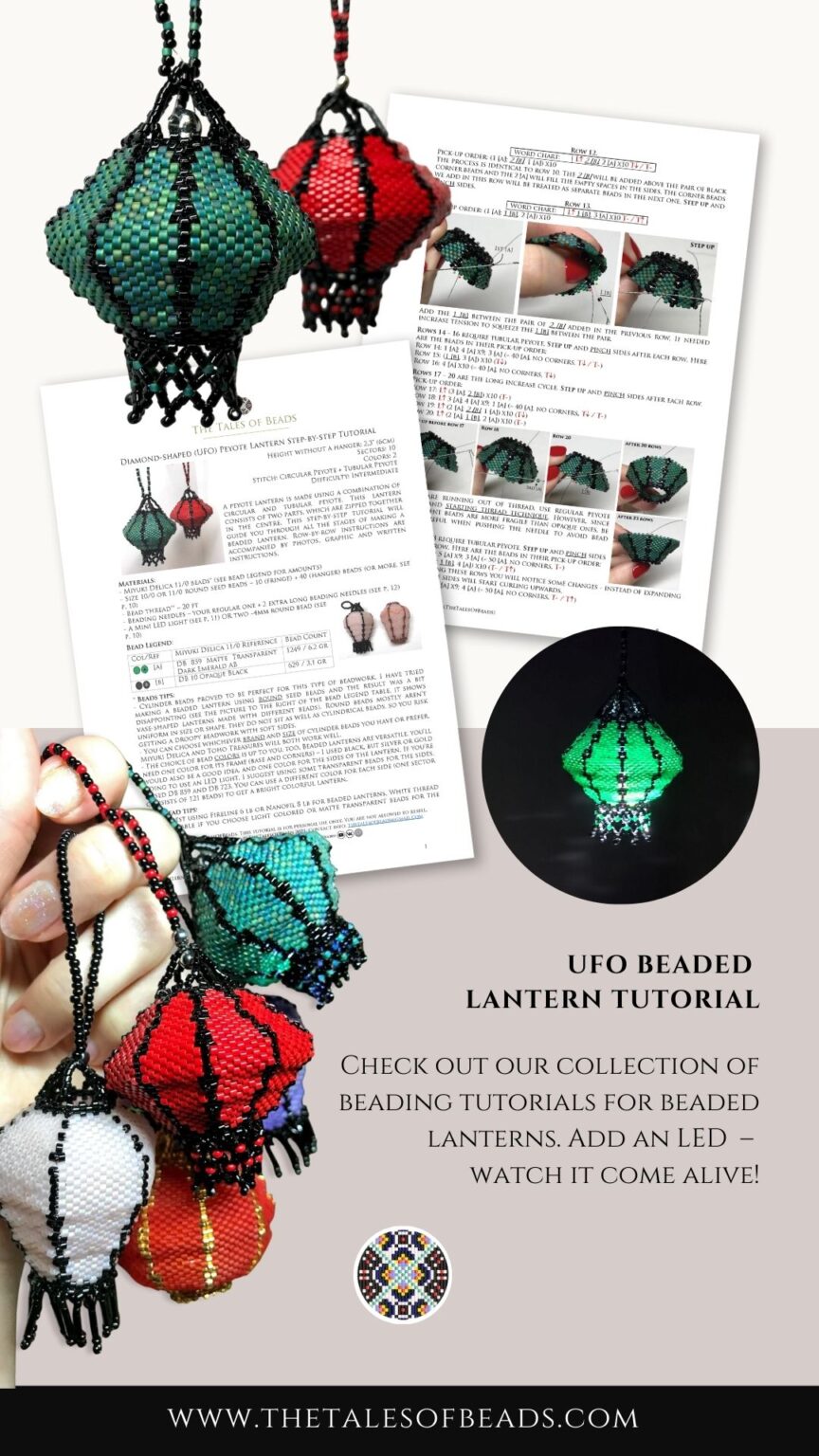 Beaded Lantern Tutorial - UFO - Beaded Ornaments Patterns